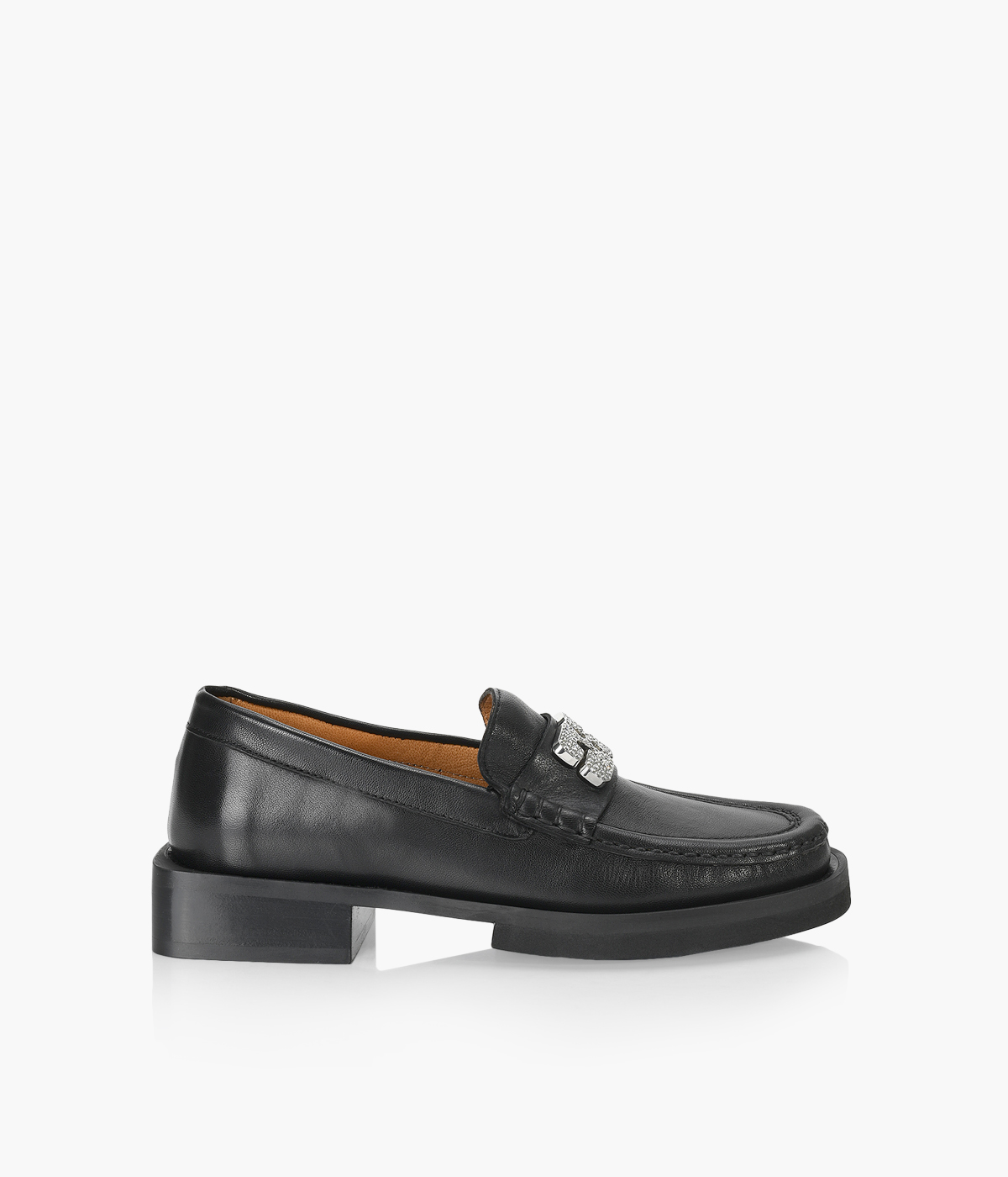 GANNI RHINESTONE LOGO LOAFER - Black Leather | Browns Shoes